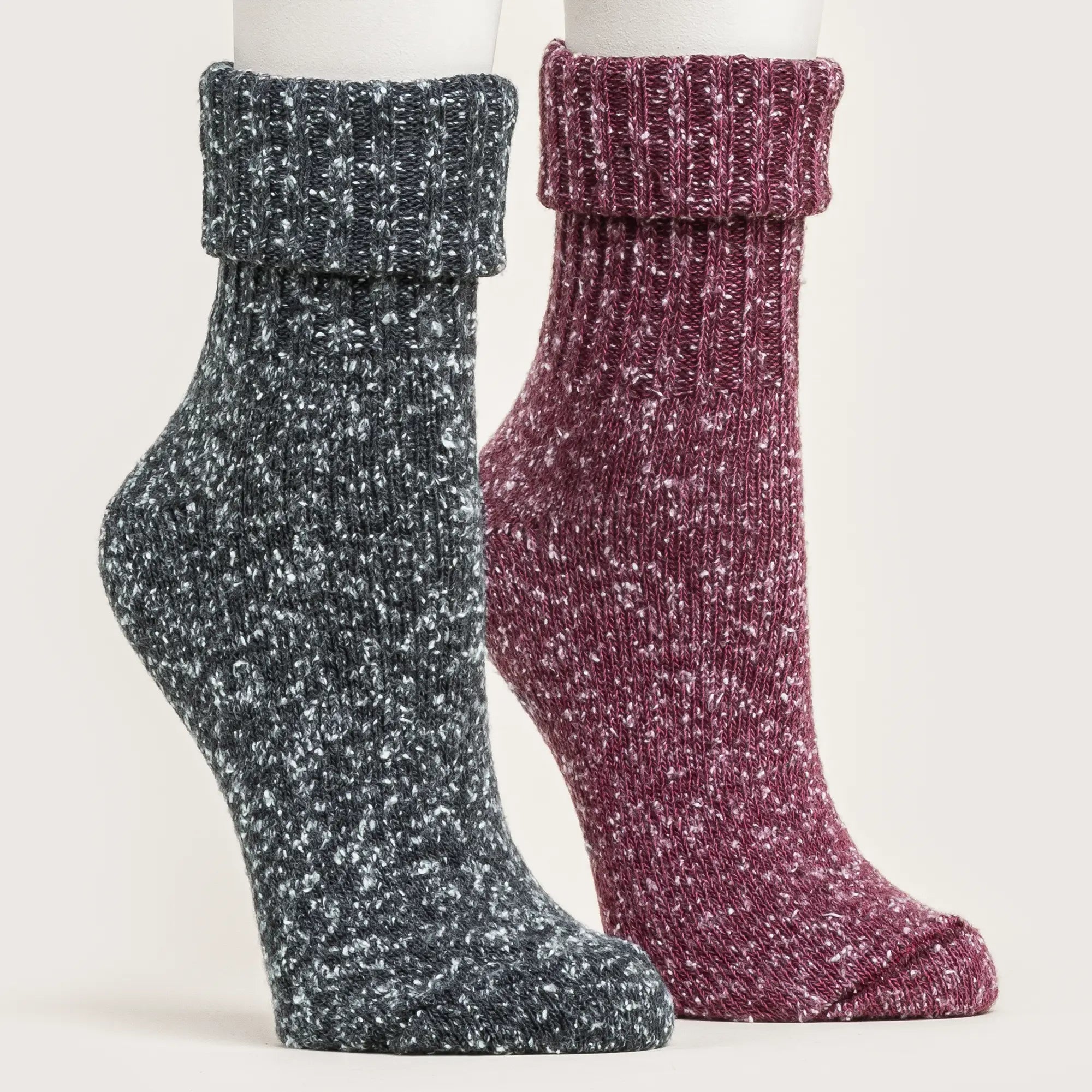 Women's Cotton Bootie Cuff 2 Pk - Black/Red | DNA Footwear®